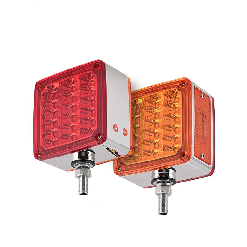 Square Double Face LED Fender Pedestal Lights truck double side stop ...